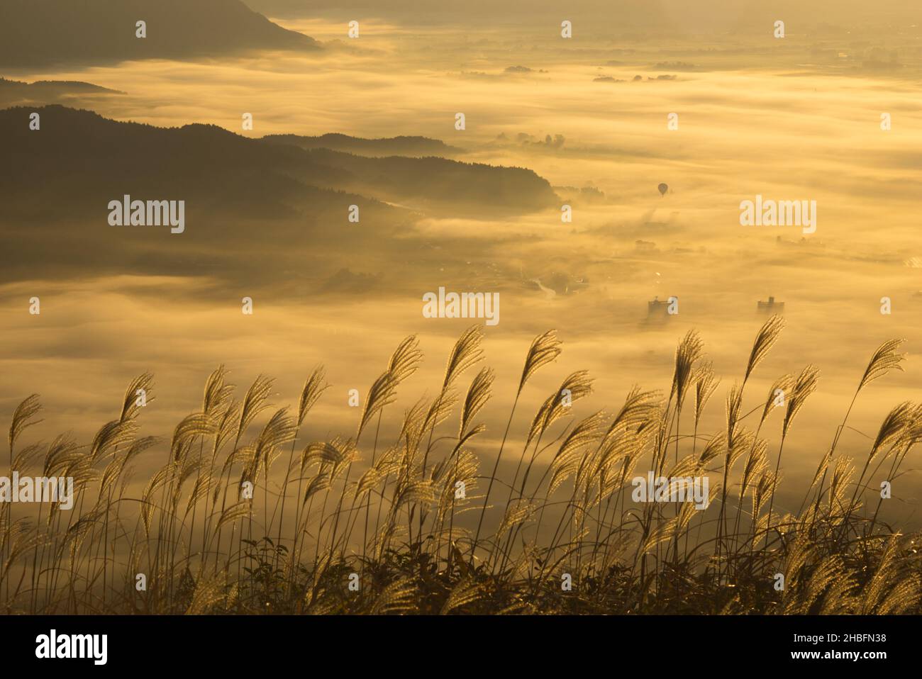 Sea of Clouds in Caldera of Aso, Kabutoiwa Observatory Stock Photo - Alamy