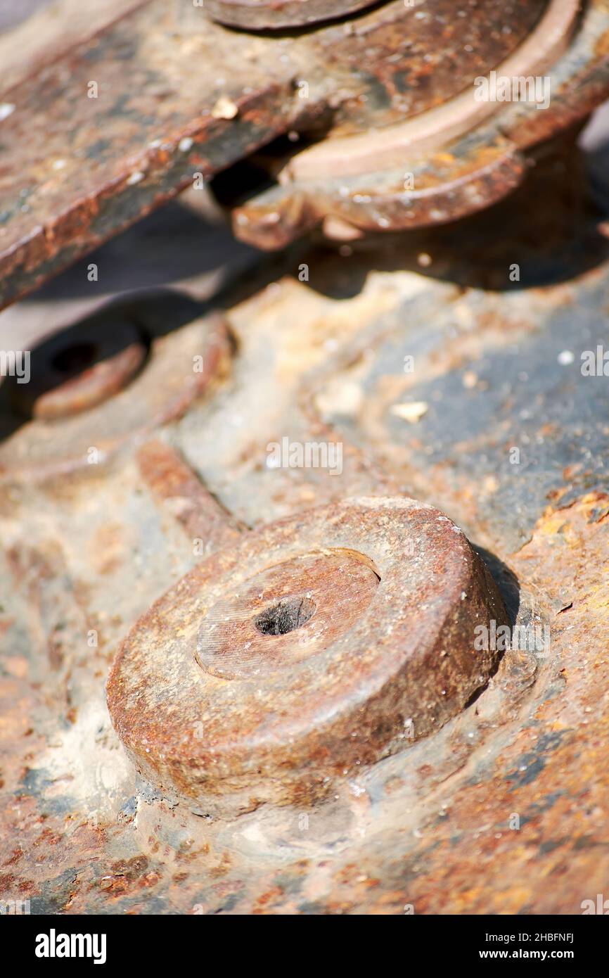 Old rusty jack for train carriages. Industrial and mechanics ...