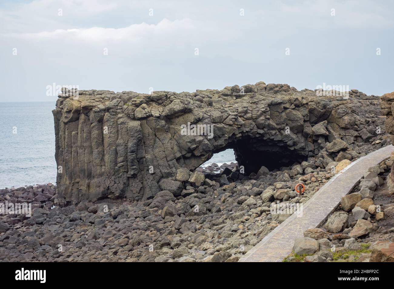 Basalt rock landscape - Whale Cave at Penghu Island, Taiwan Stock Photo ...
