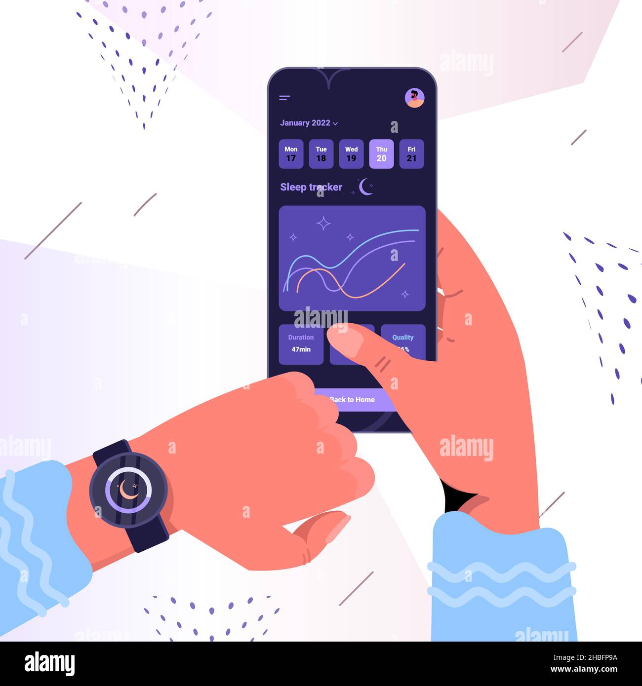 people using electronic smart watch app tracker on hand quality and ...