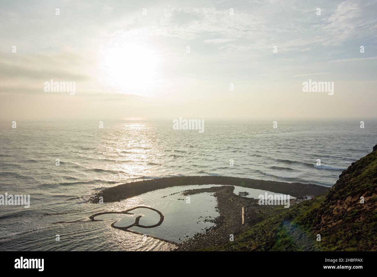 Twin Hearts Stone Weir in Penghu island at Taiwan Stock Photo - Alamy