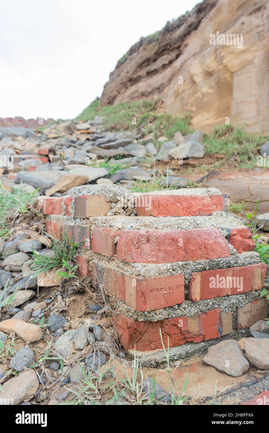 Close up shot of some brick with text - Made in Taiwan at Penghu ...