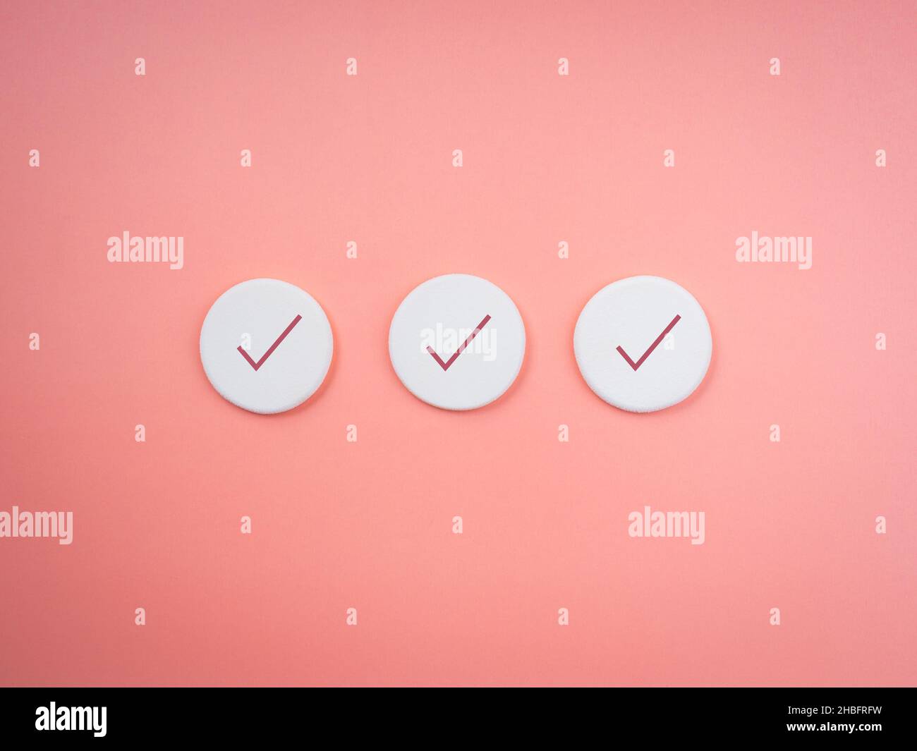Checklist concept, minimal style. Three check mark icon symbols on ...