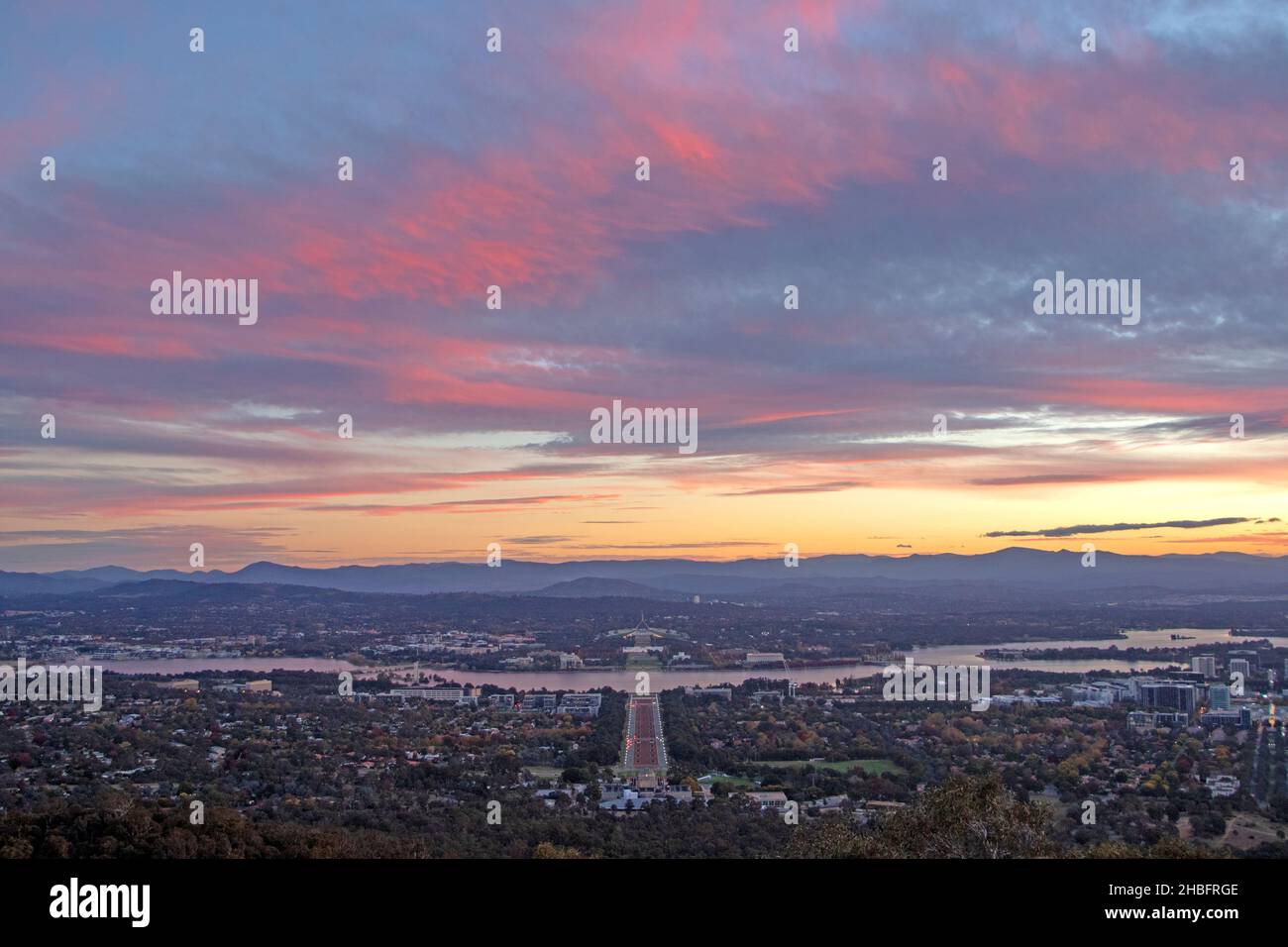 Sunset over Canberra Stock Photo - Alamy