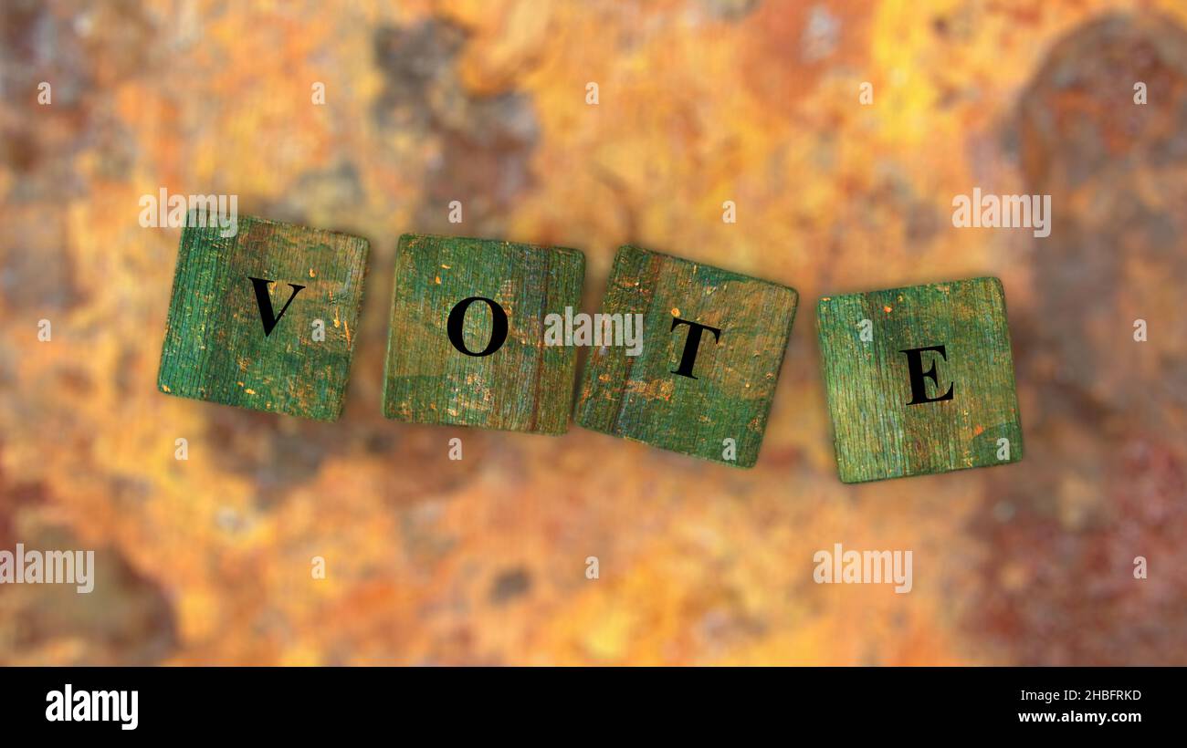 The 3d rendering of Cubes and dice with vote wording Stock Photo - Alamy
