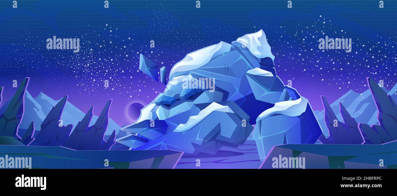 Alien planet landscape, cosmic background with rock lumps or mountains ...