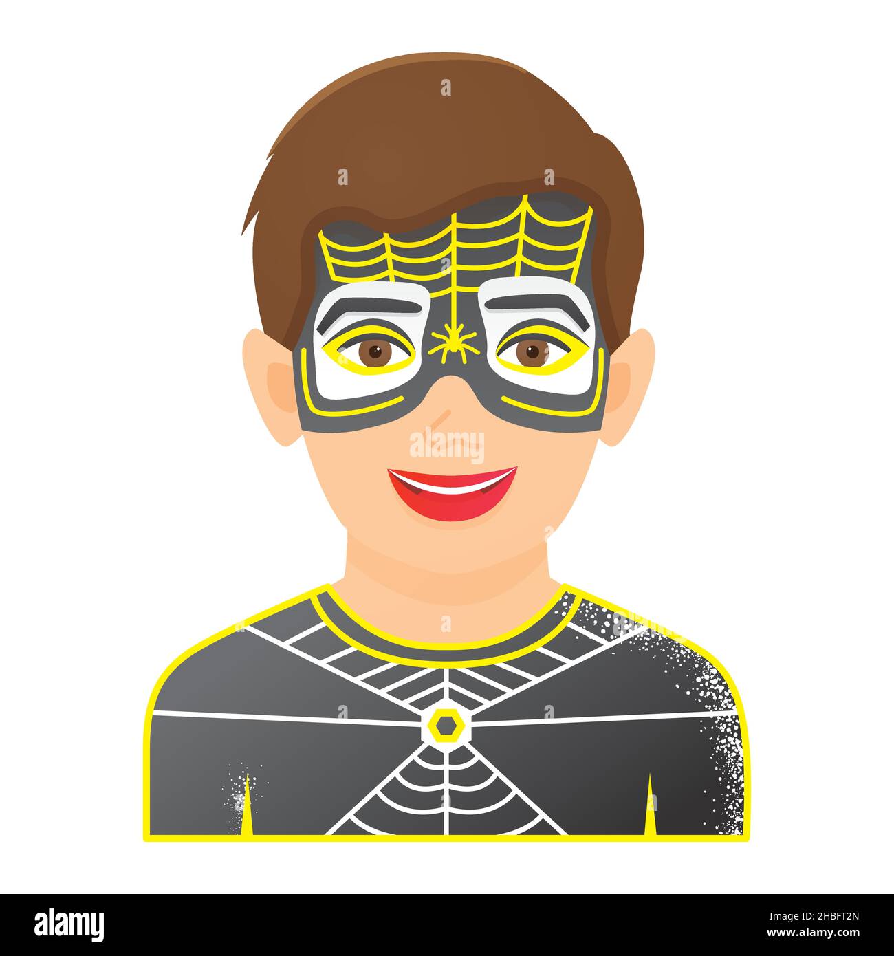 Face Painting Icon with Boy with Spider Painting. Isolated on White ...