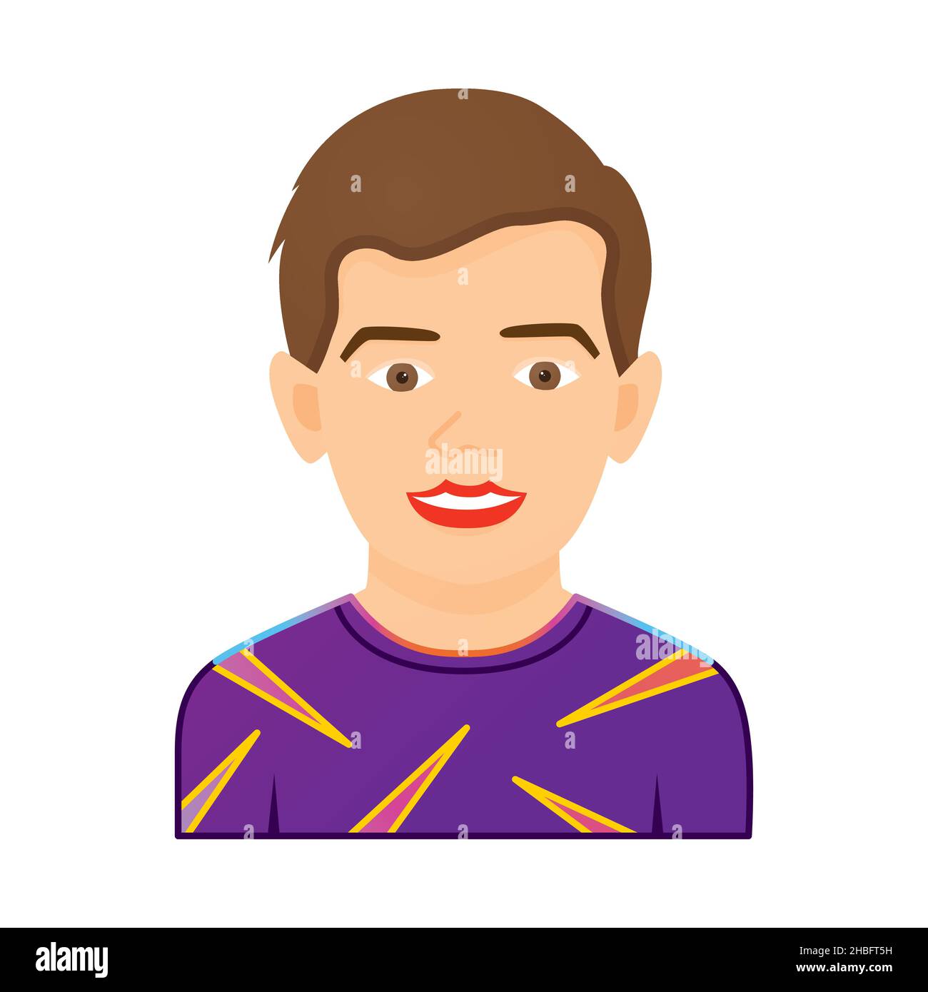Portrait of Funny Boy in Purple T-Shirt Isolated on White Background ...