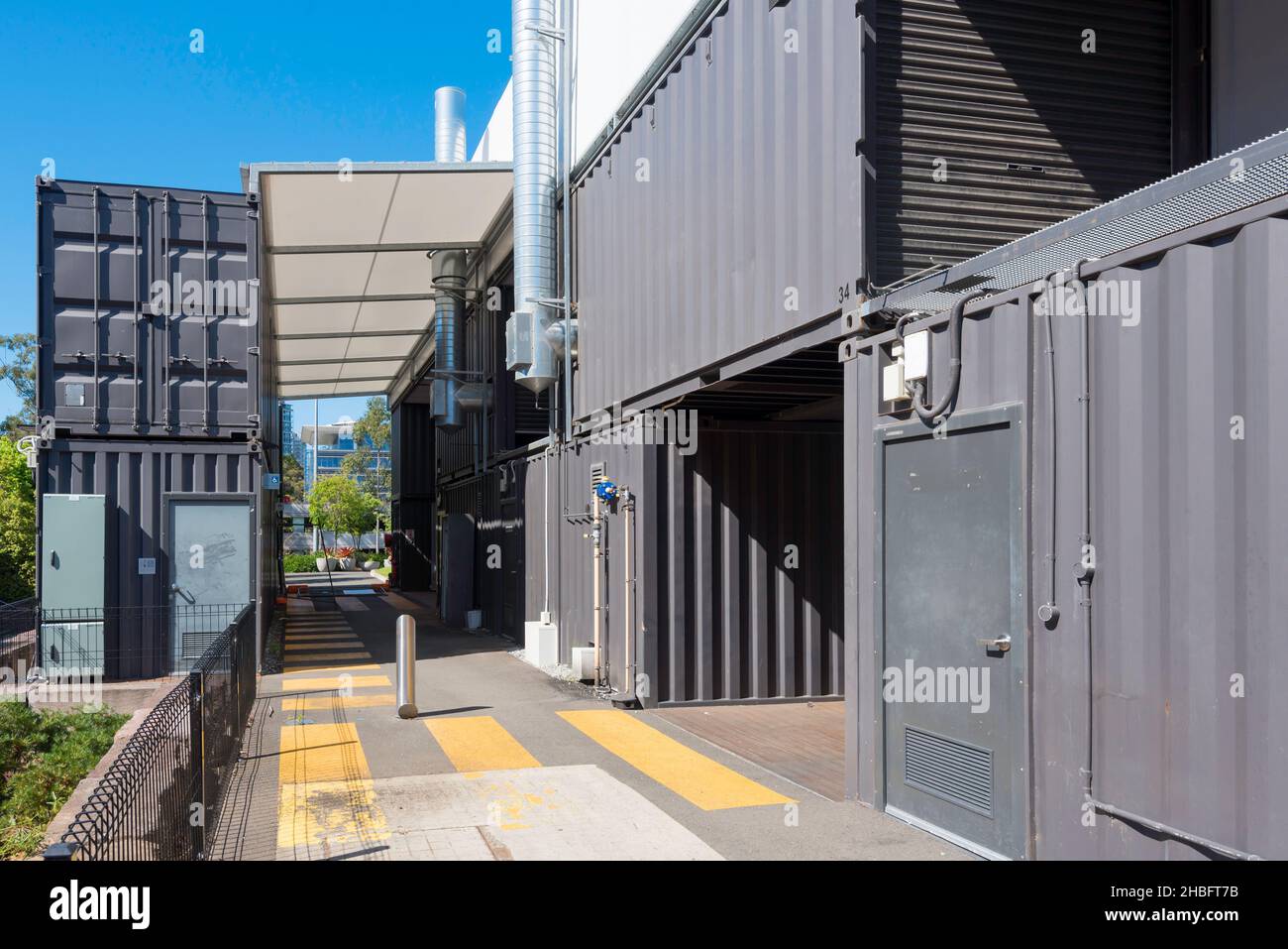 A 2017 constructed building made from reused shipping containers at ...