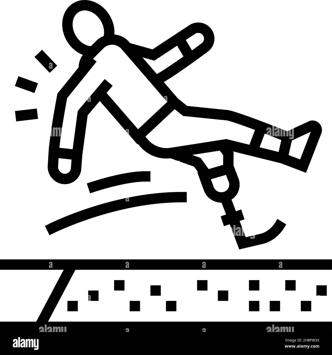 broad jump handicapped athlete line icon vector illustration Stock ...