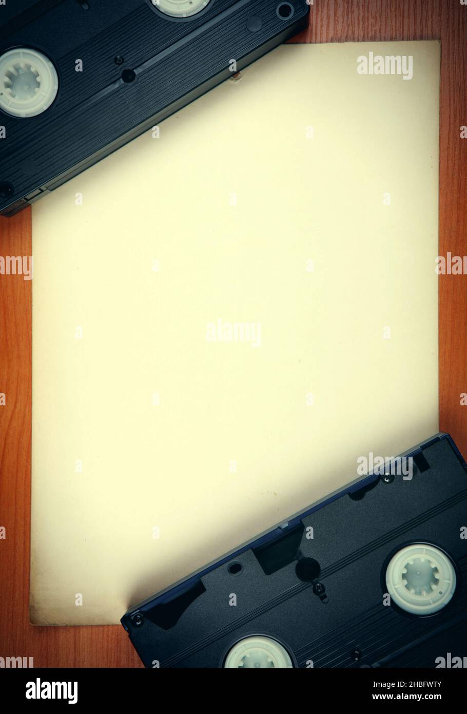 Retro Video Tapes on the Board with Space for Text Stock Photo - Alamy