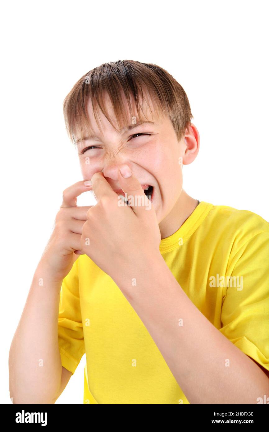 Kid with Pimple Isolated on the White Background Stock Photo - Alamy