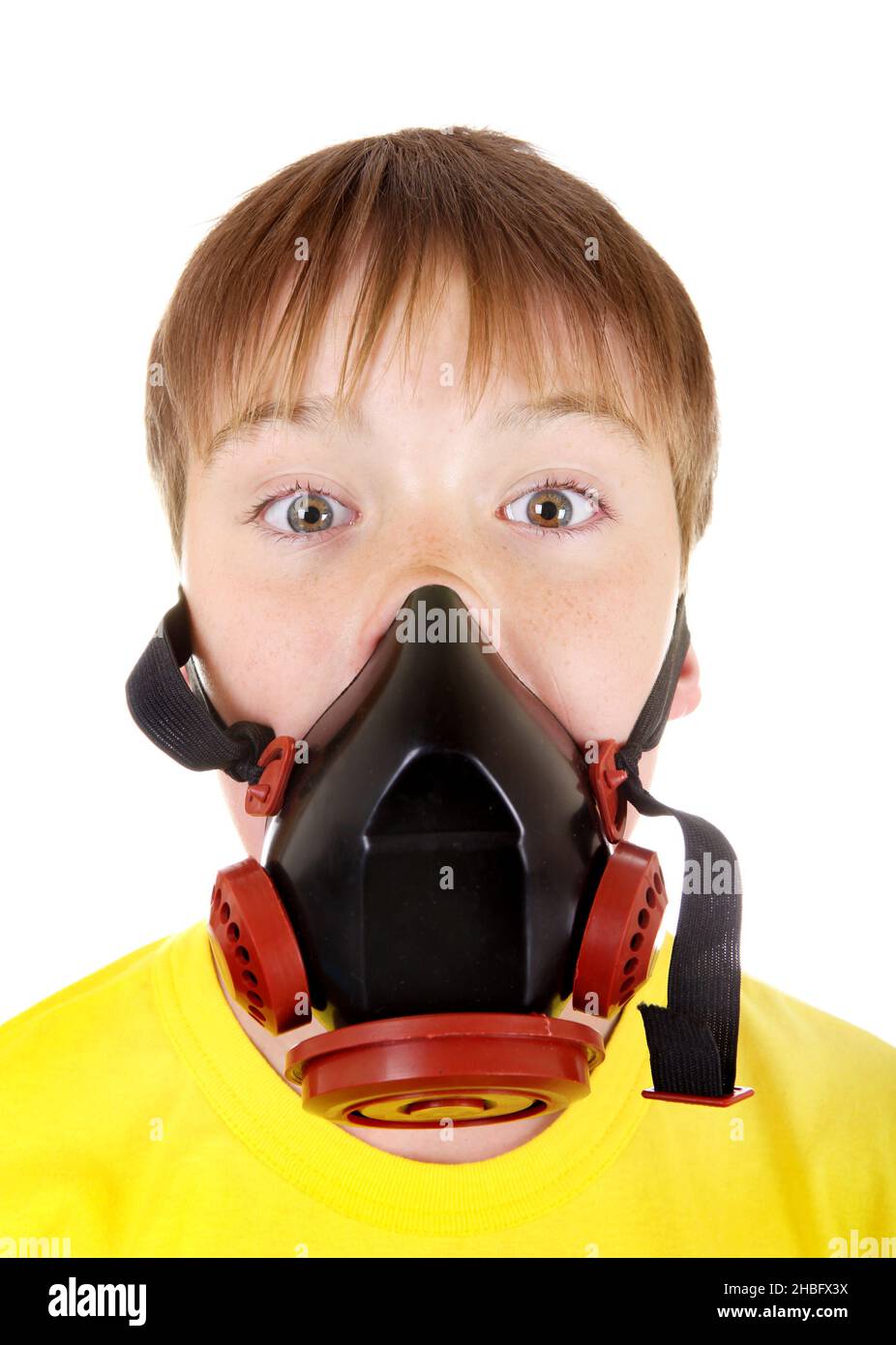 Surprised Kid in Gas Mask Isolated on the White Background Stock Photo ...