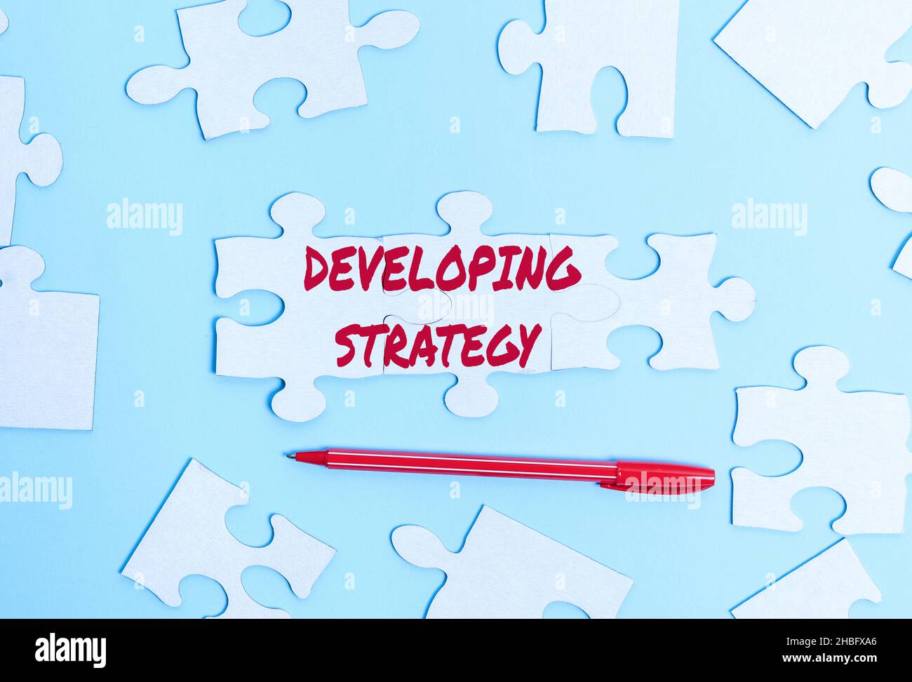 Writing displaying text Developing Strategy. Business overview ...