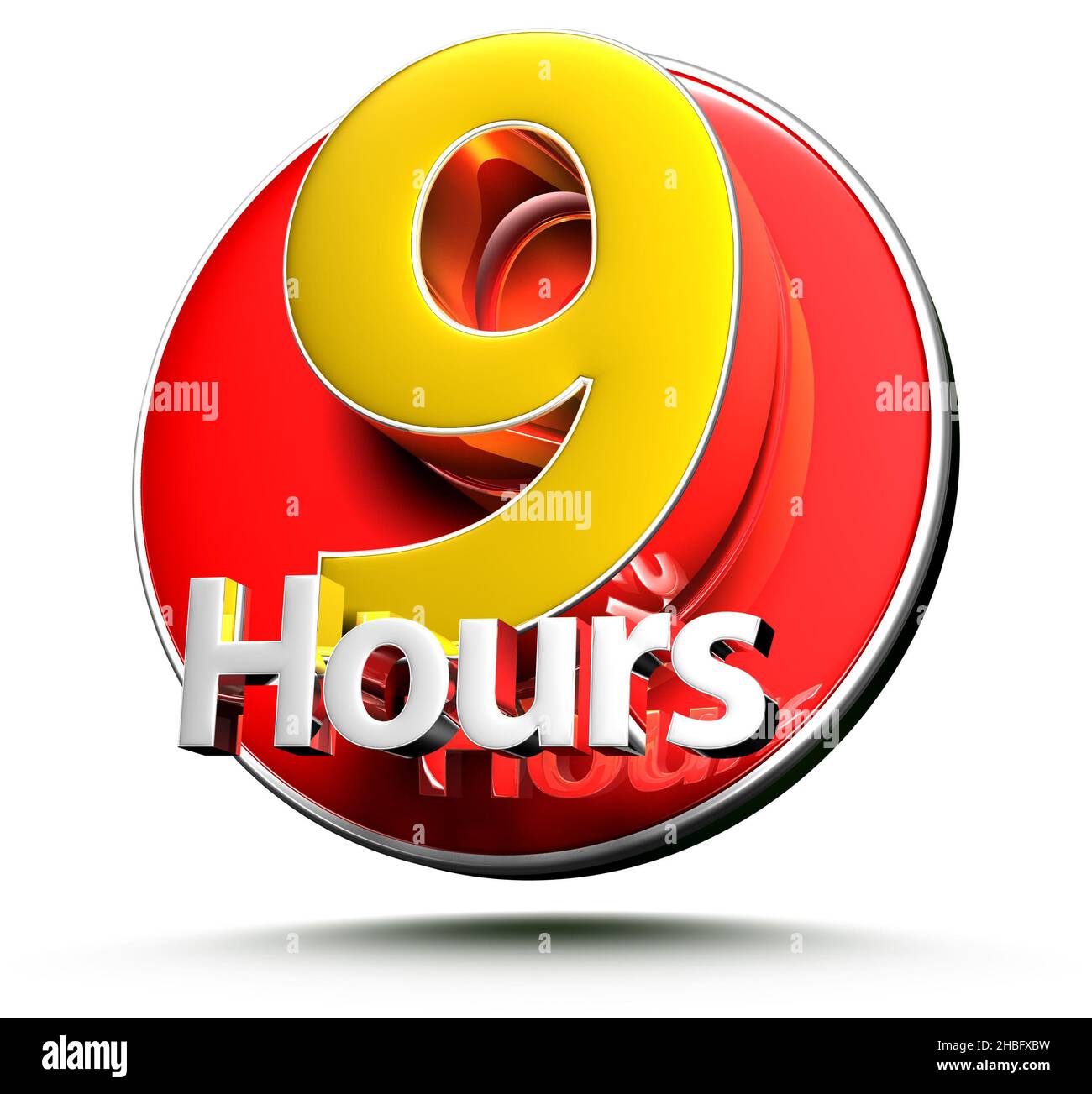 9 hours 3D illustration on a white background with clipping path Stock ...