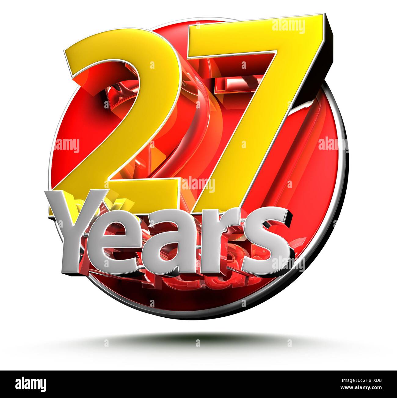 Sign 27 years isolated on white background 3D illustration with ...