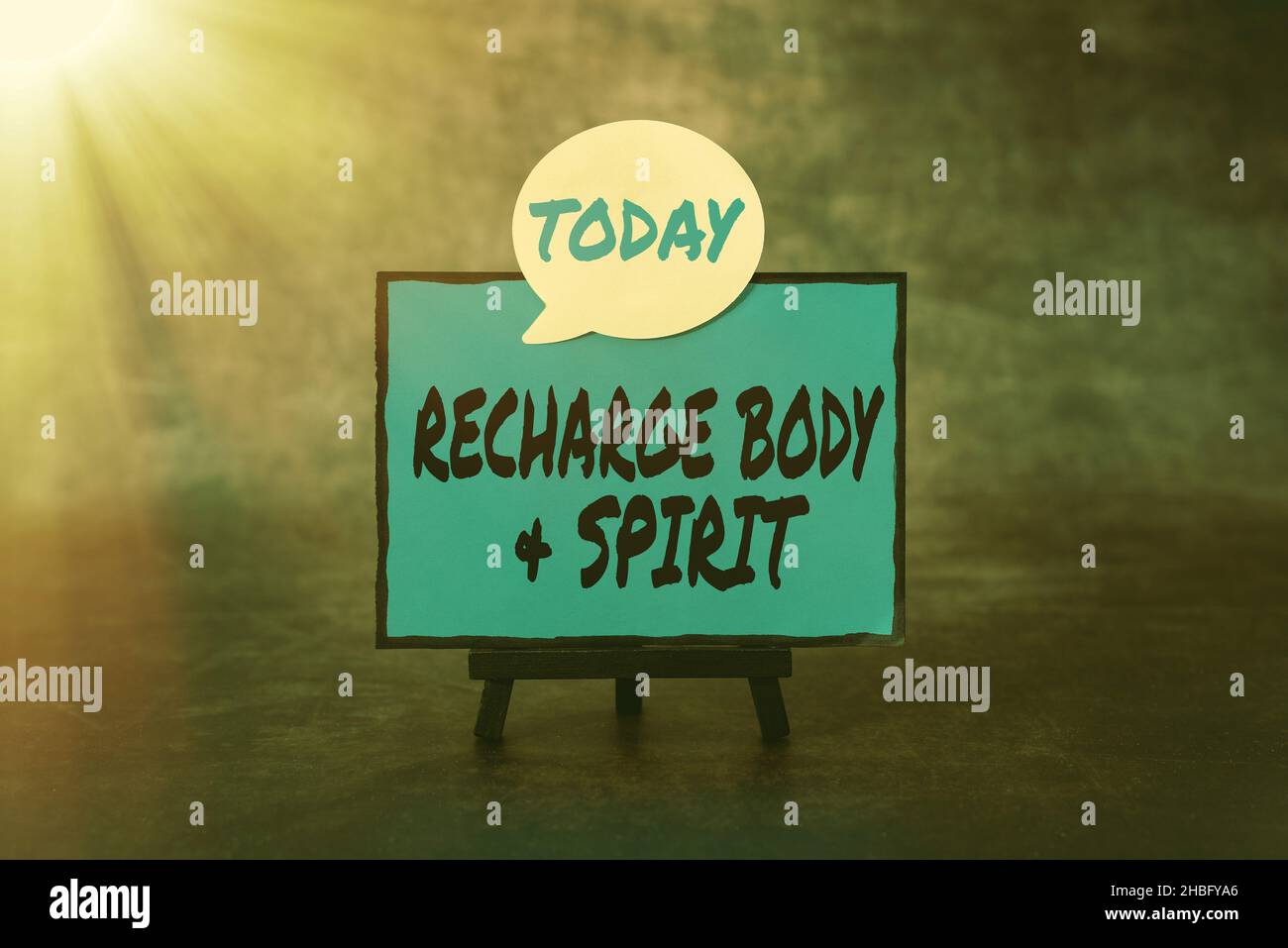 Sign displaying Recharge Body And Spirit. Concept meaning fill your energy through relaxation ...