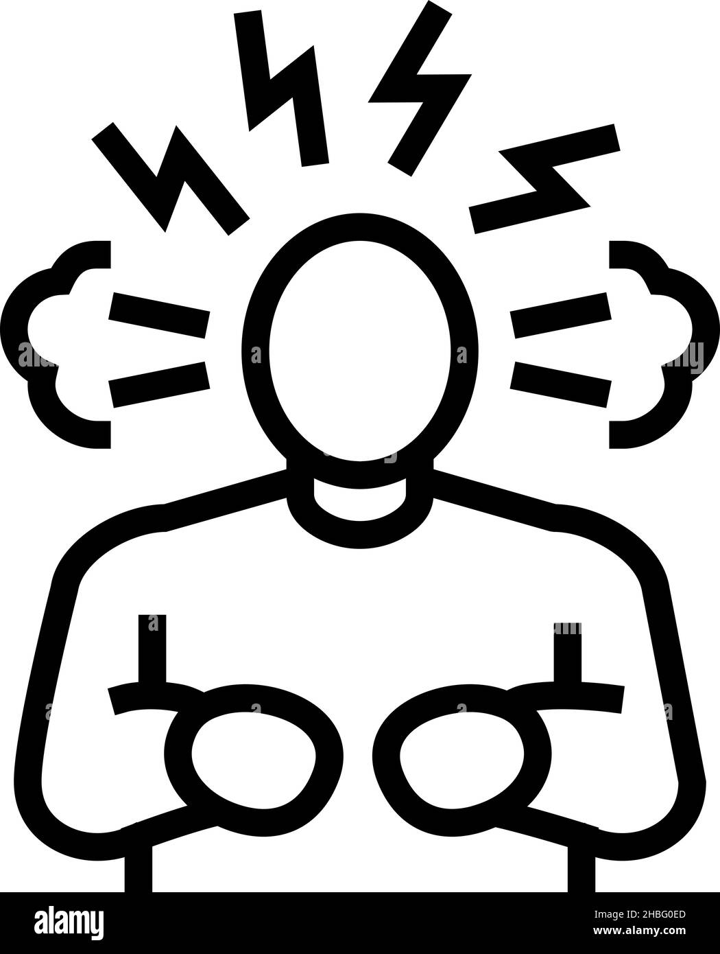 irritability, depression or anxiety line icon vector illustration Stock ...