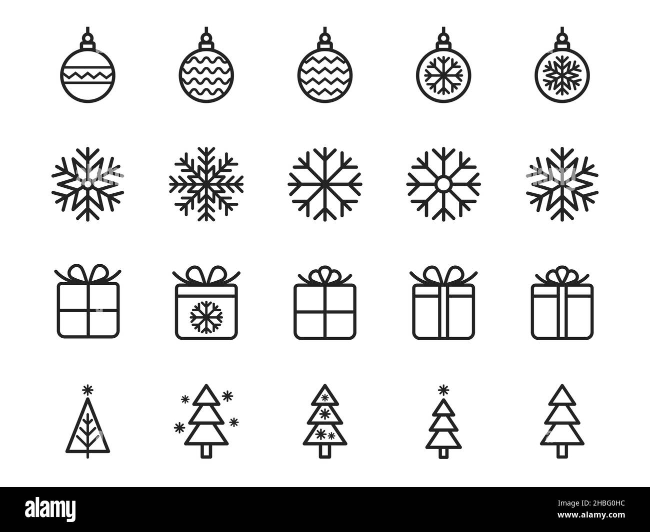 Christmas icons black white set hi-res stock photography and images - Alamy
