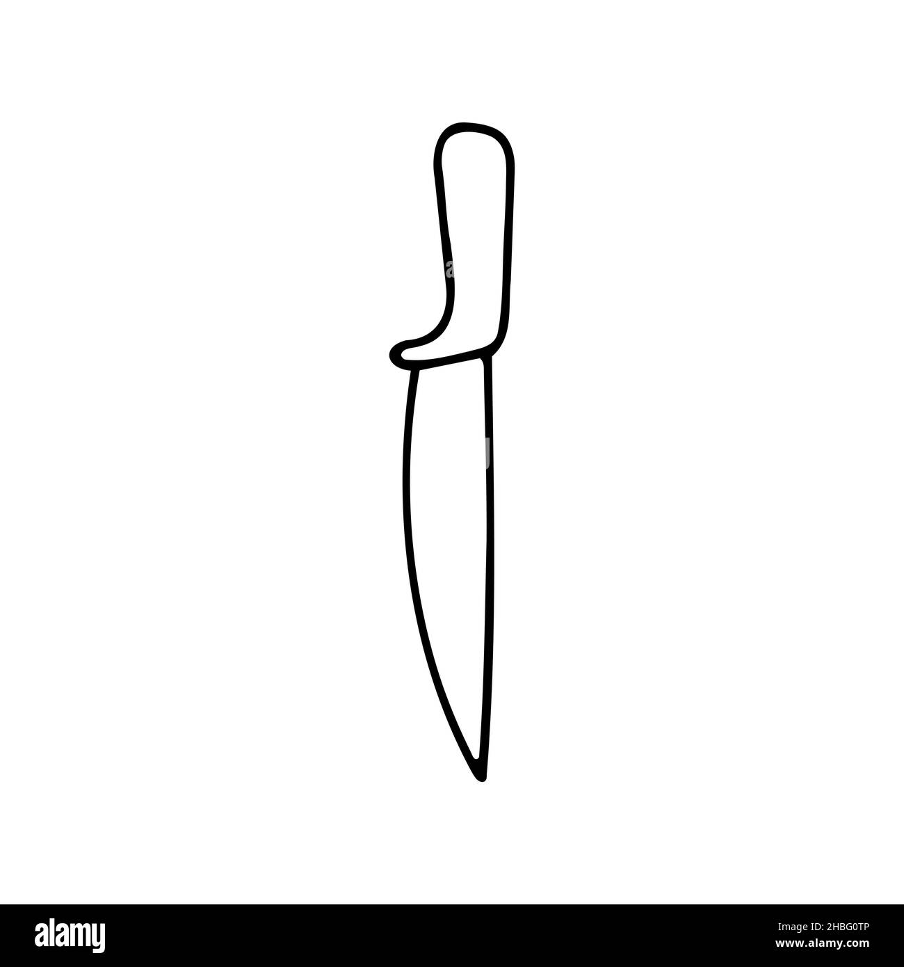 Doodle outline knife. Line cutlery isolated on white background ...