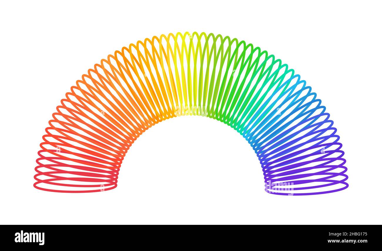 Rainbow spiral spring toy. Children magic slinky spring. Colored ...
