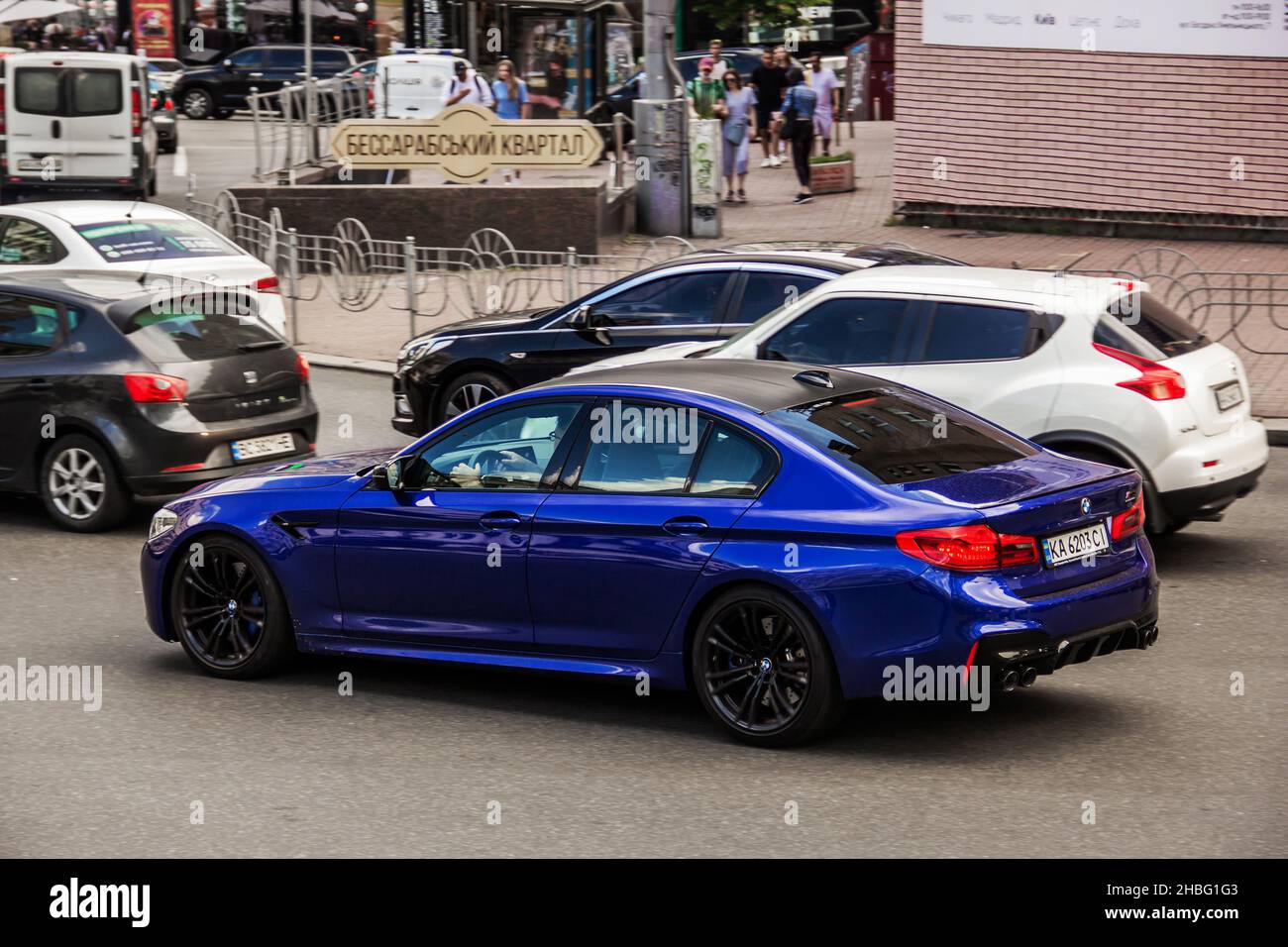 Kiev, Ukraine - June 12, 2021: Blue BMW M5 on the road Stock Photo - Alamy