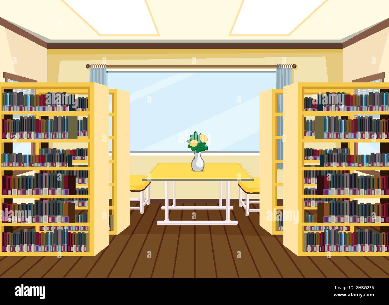 Interior design of school library illustration Stock Vector Image & Art ...