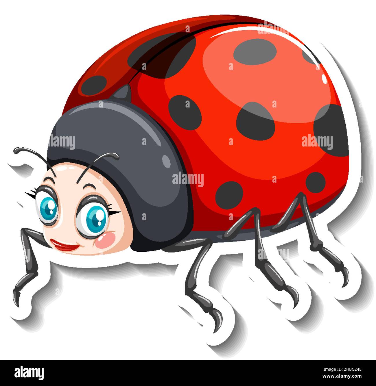 Ladybug animal cartoon sticker illustration Stock Vector Image & Art ...