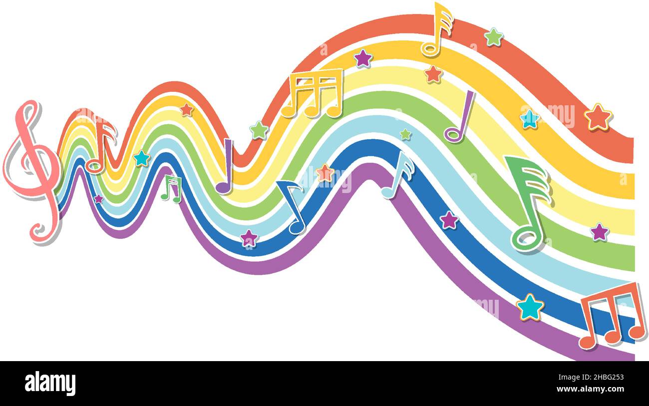 Rainbow wave with melody symbols illustration Stock Vector Image & Art ...