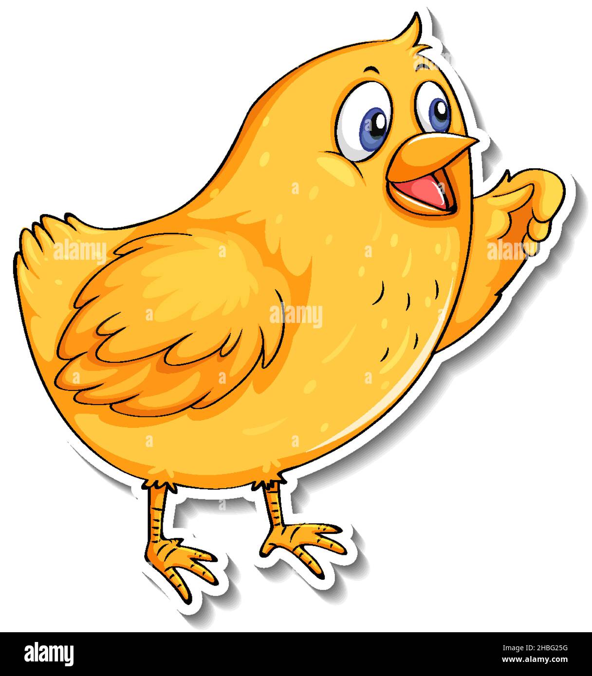 Little yellow bird animal cartoon sticker illustration Stock Vector ...