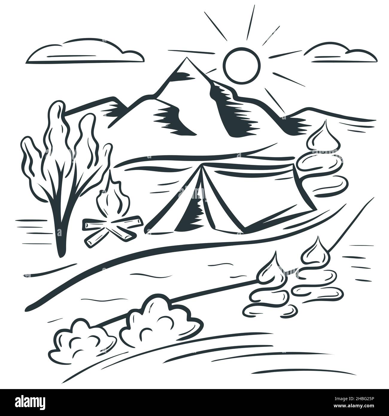 High mountain landscape pine Stock Vector Images - Alamy