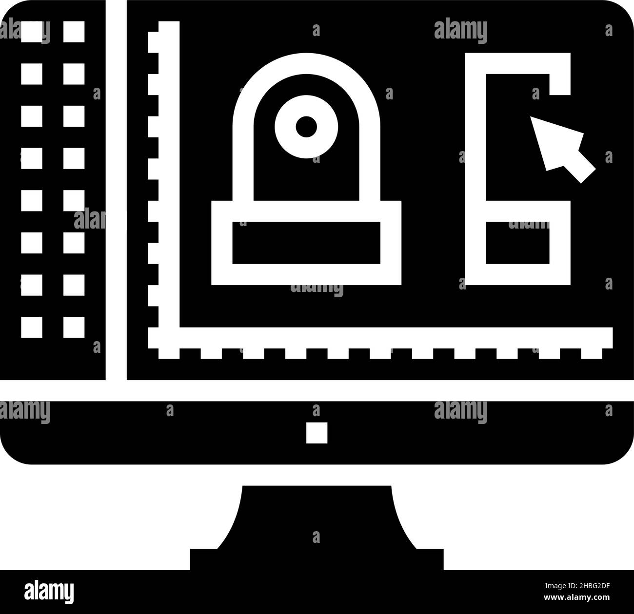 3d in mechanical design glyph icon vector illustration Stock Vector ...