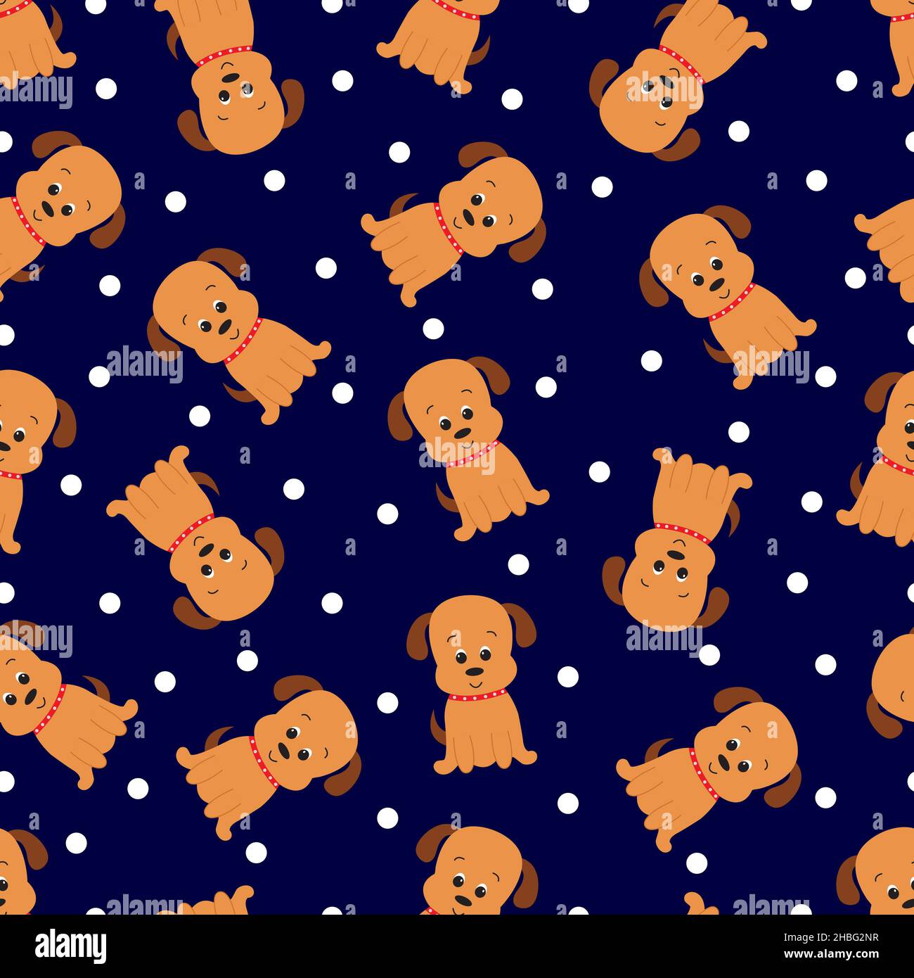 Seamless pattern with cute cartoon dog. Vector illustration Stock ...