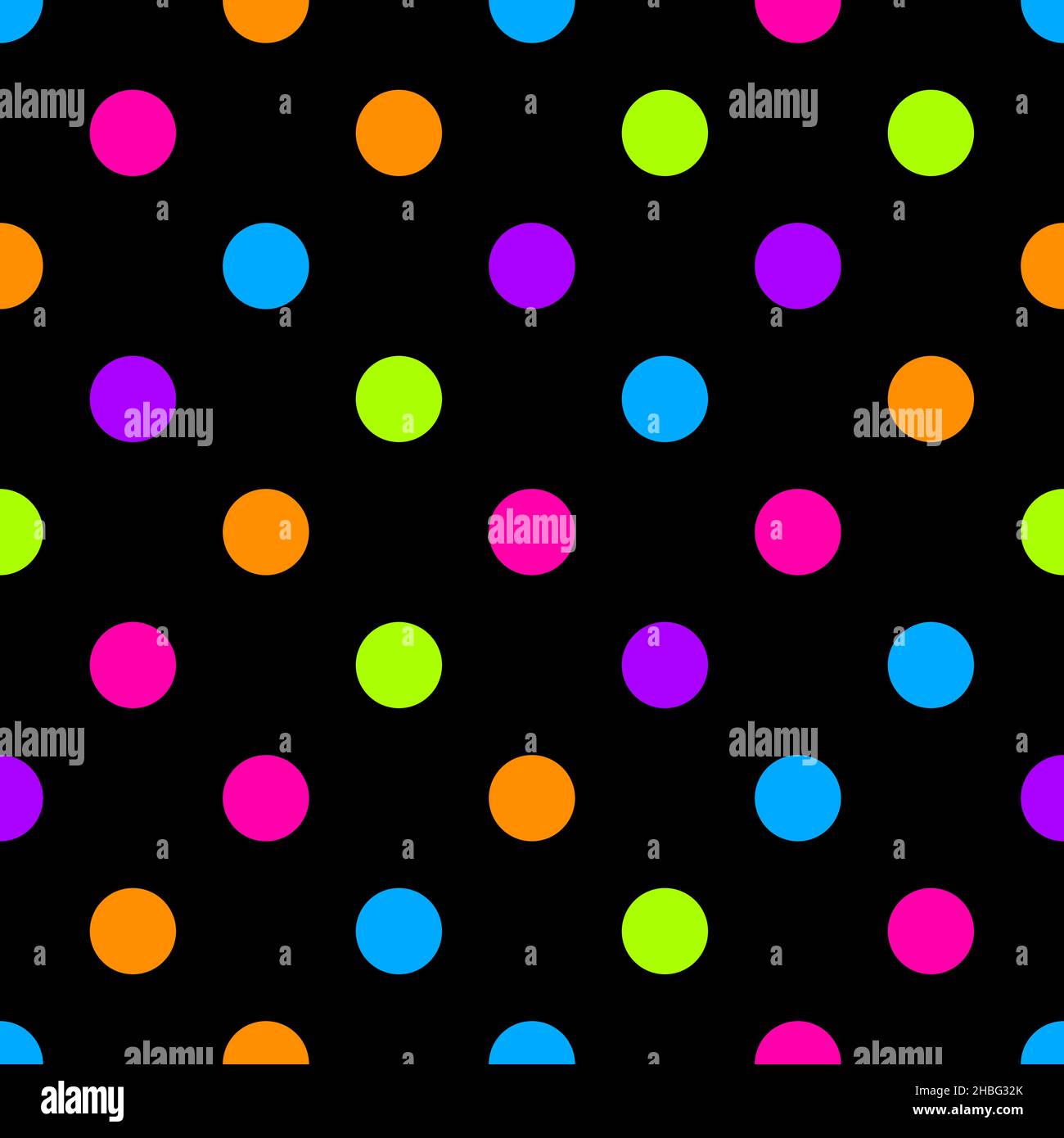 Seamless Pattern Black Background With Colorful Circles Vector Illustration Stock Vector