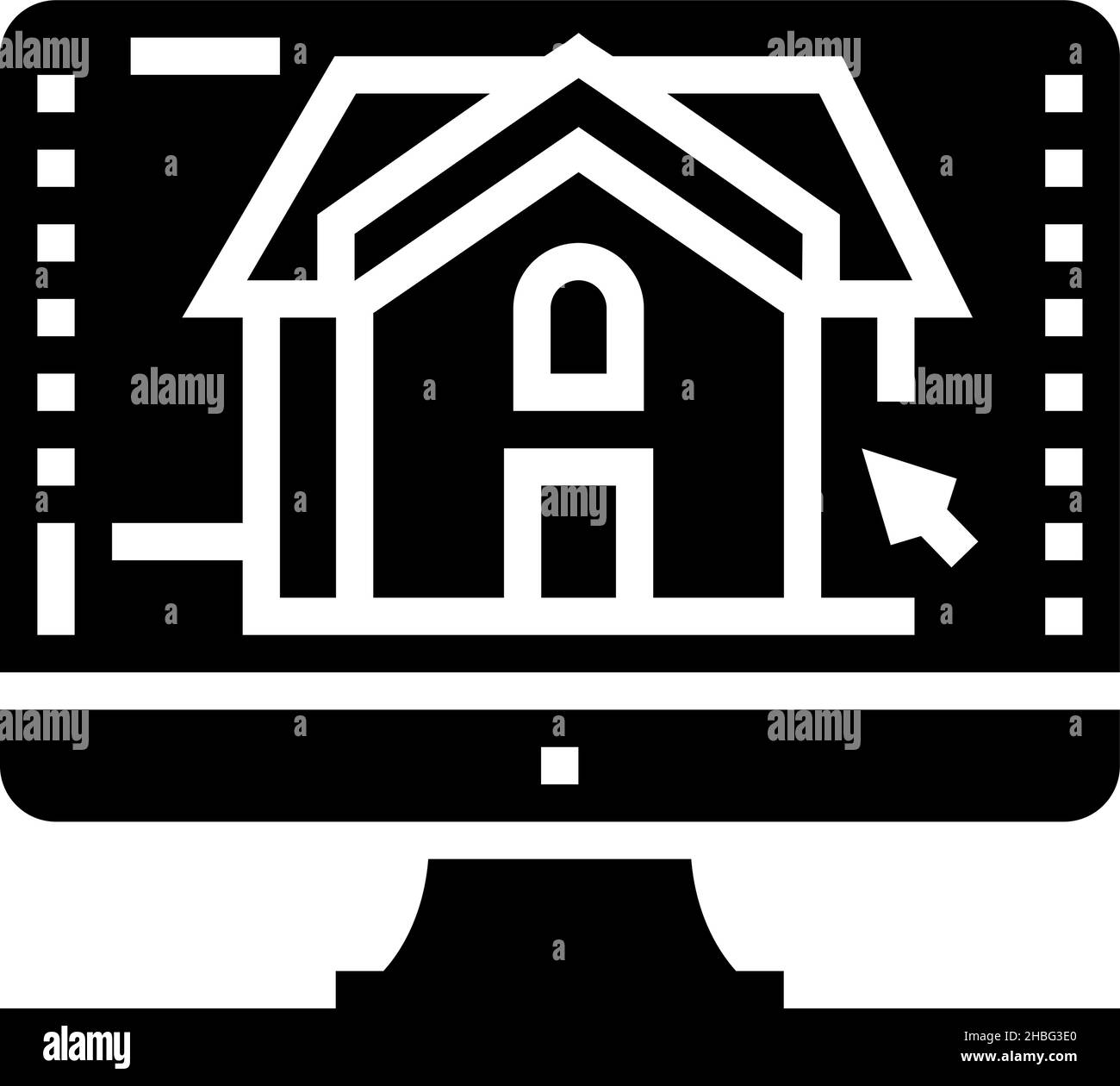 3d architecture visualization glyph icon vector illustration Stock ...