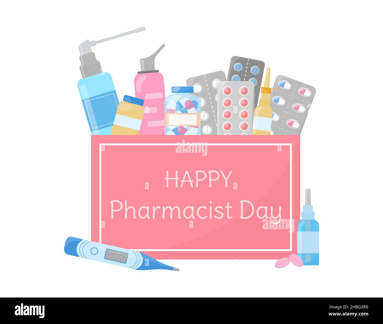 Happy Pharmacist day. Professional holiday celebration. Medical first ...