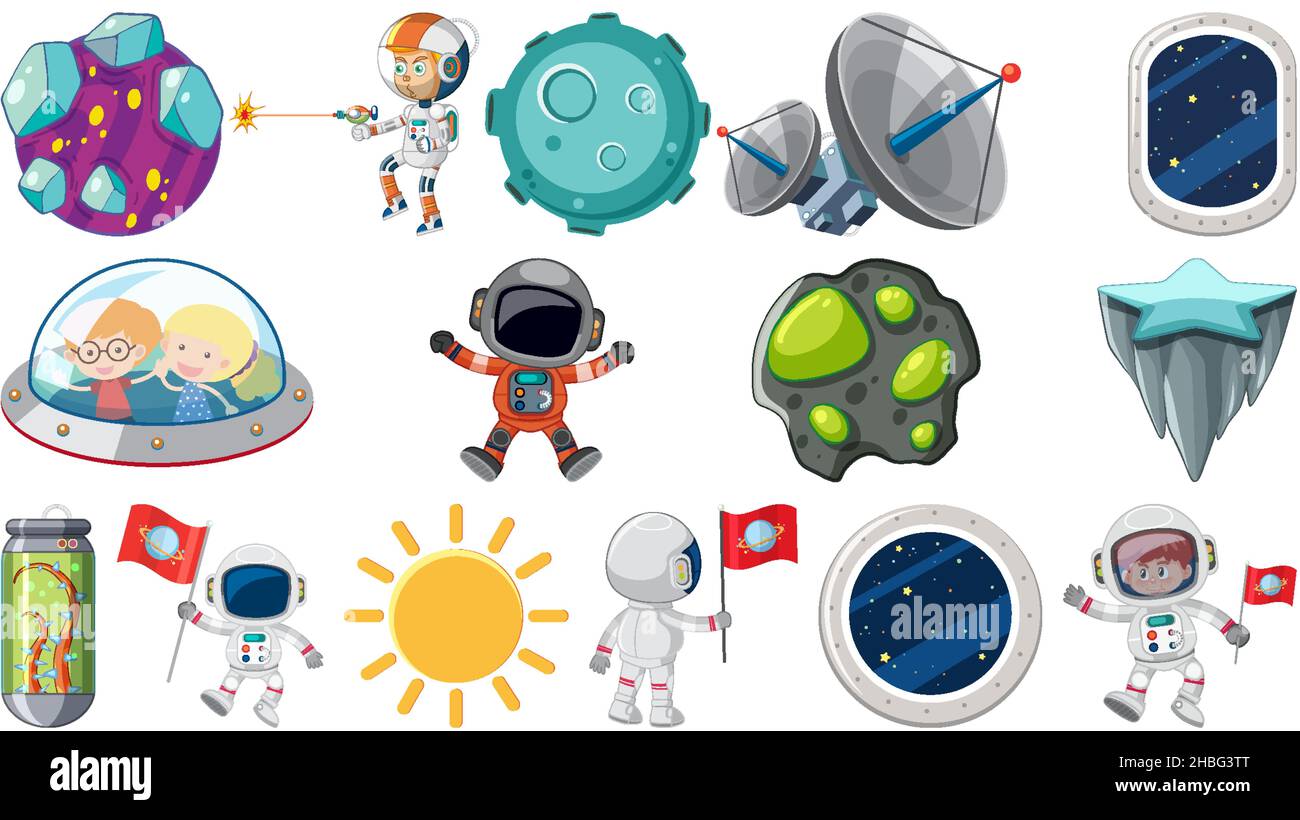 Set of isolated fantasy space objects illustration Stock Vector Image ...