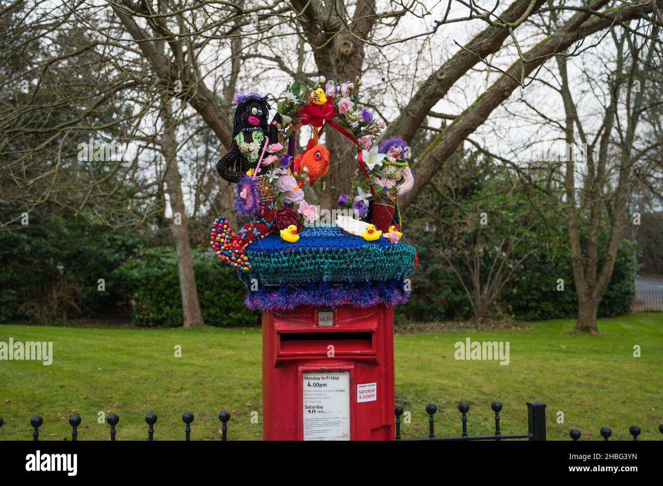 Colourful knitted topper, created by contemporary folk artist Karin van ...
