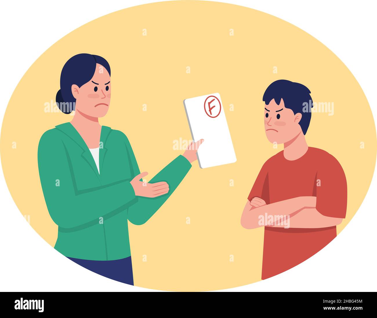 Scolding for bad academic performance 2D vector isolated illustration ...