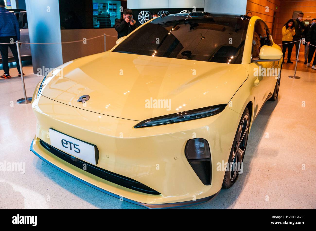 Nio ET5 electric car on display in Suzhou’s Nio House the day after Nio Day 2021 in Suzhou ...