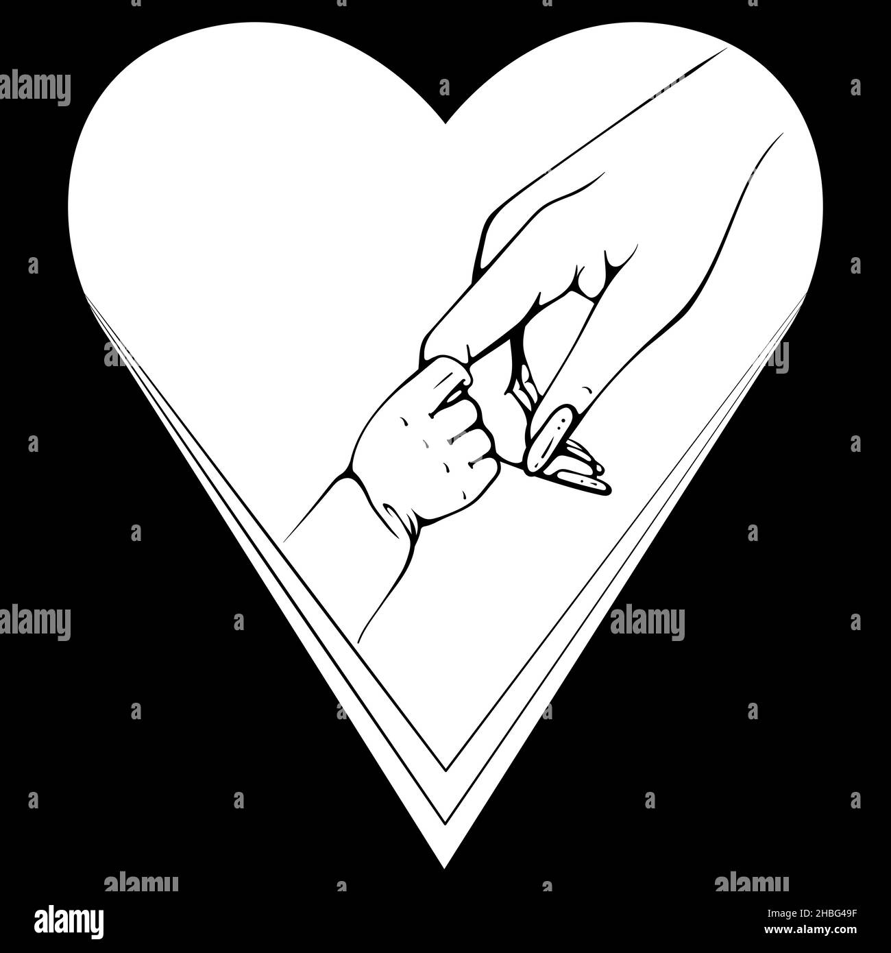 Mother hand hold baby hand line art Stock Vector Image & Art - Alamy