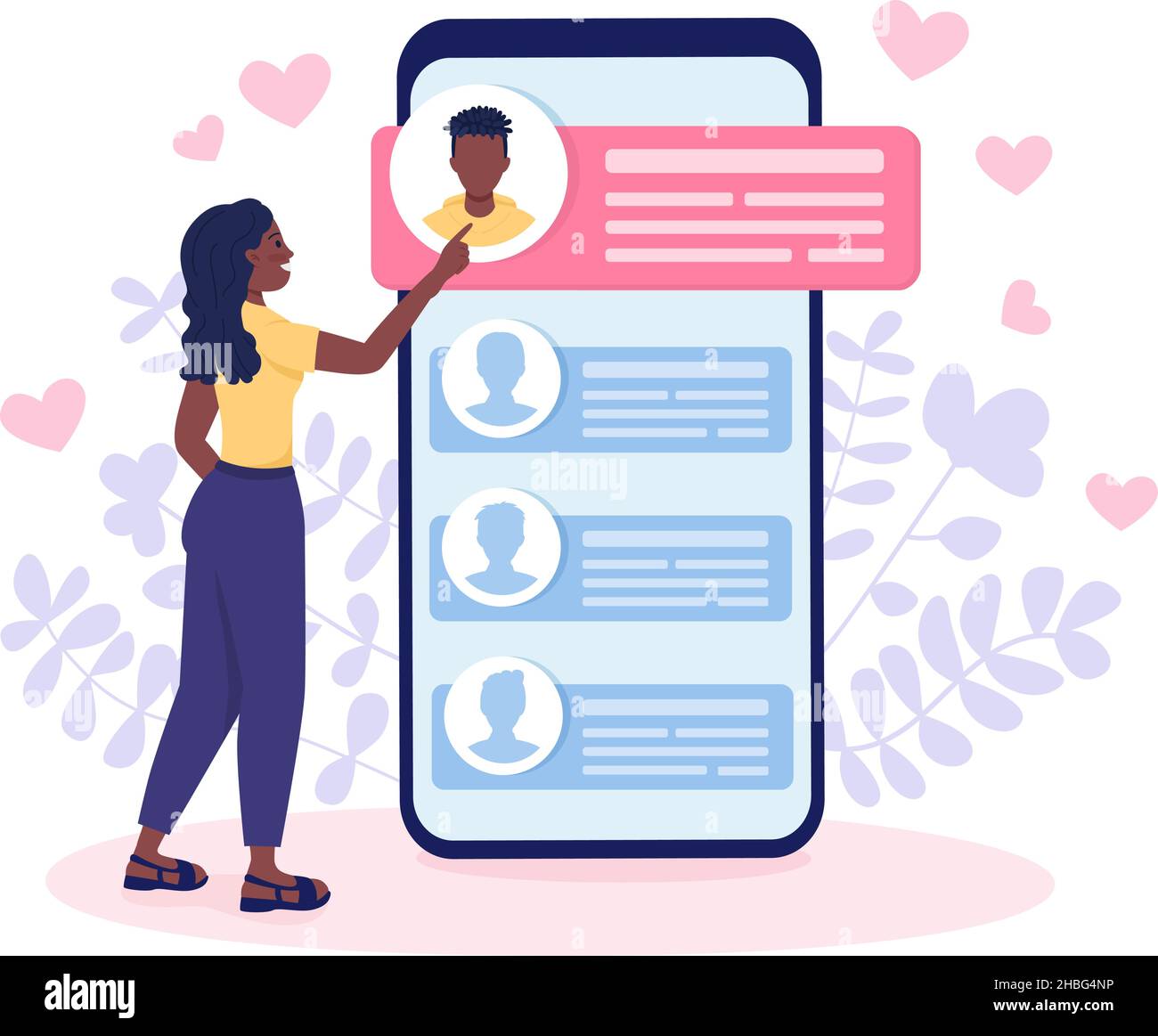Finding love online flat concept vector illustration Stock Vector Image ...
