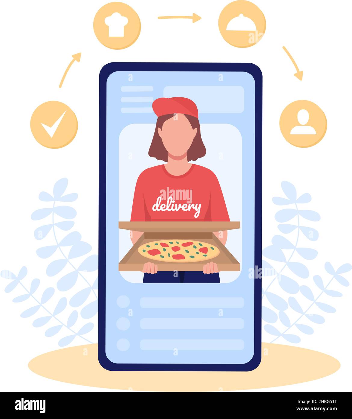 Pizza delivery app flat concept vector illustration Stock Vector Image ...