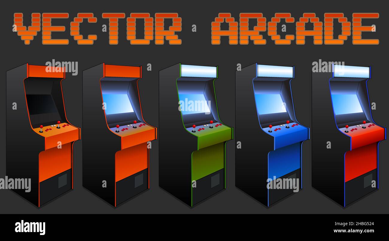 Classic Retro Vector Game Room Arcade Cabinets Stock Vector Image & Art ...