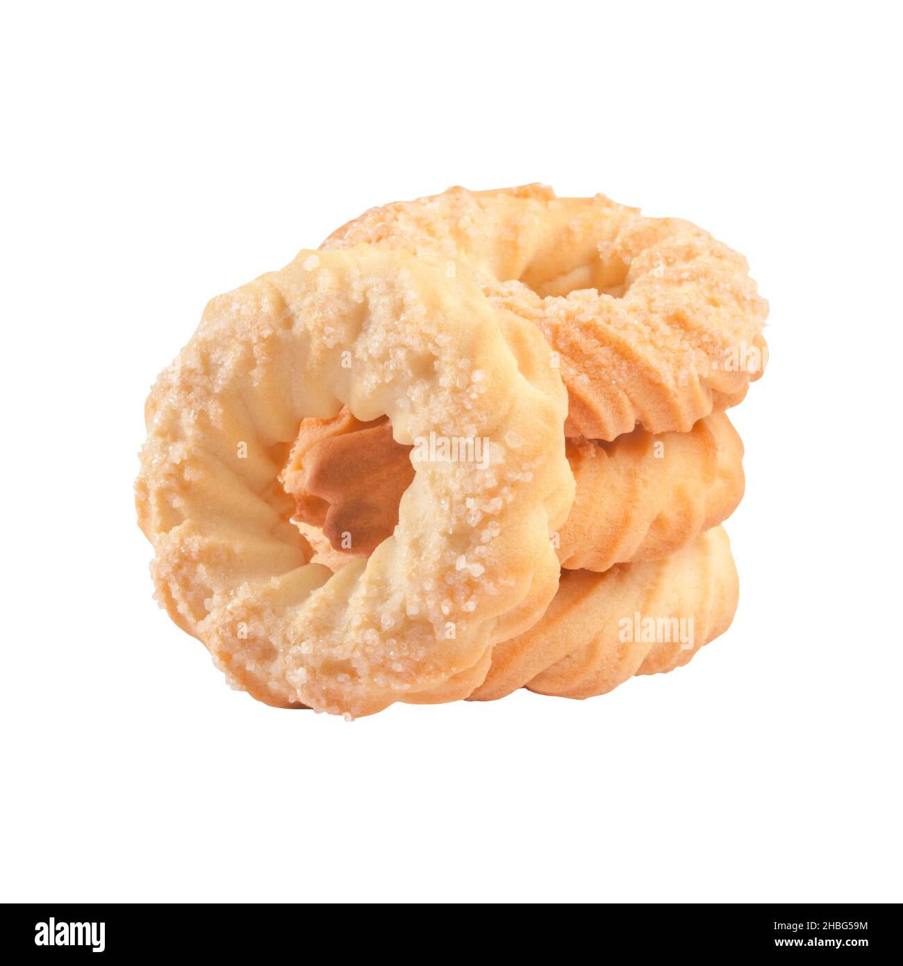 Shortbread rings sprinkled with sugar isolated on white background ...