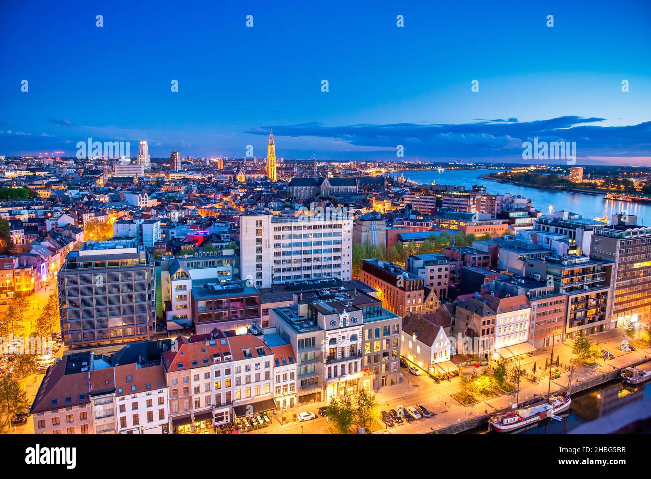 Aerial view of Antwerp skyline, Belgium Stock Photo - Alamy