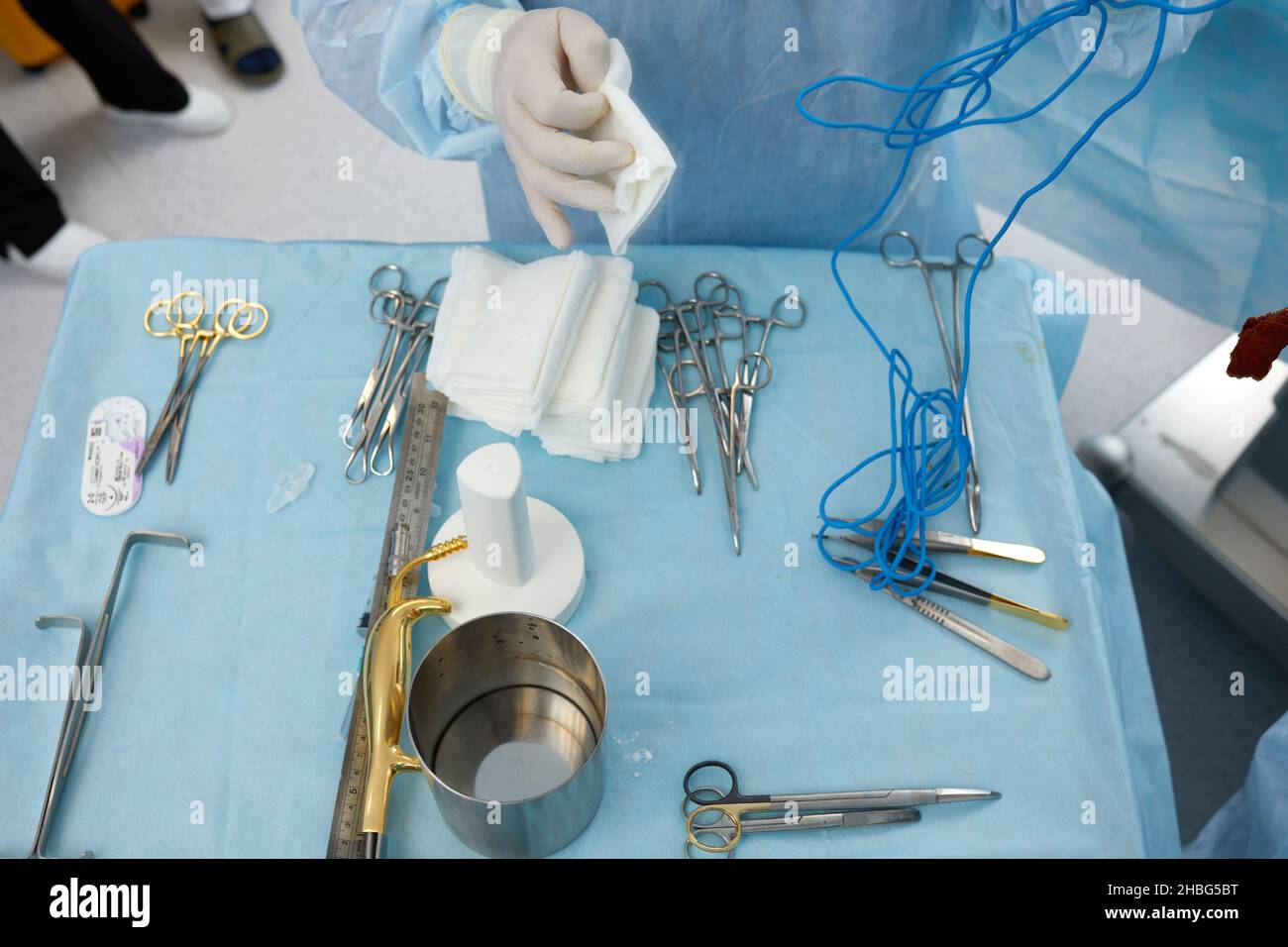 Surgical instruments in operating room on table Stock Photo - Alamy