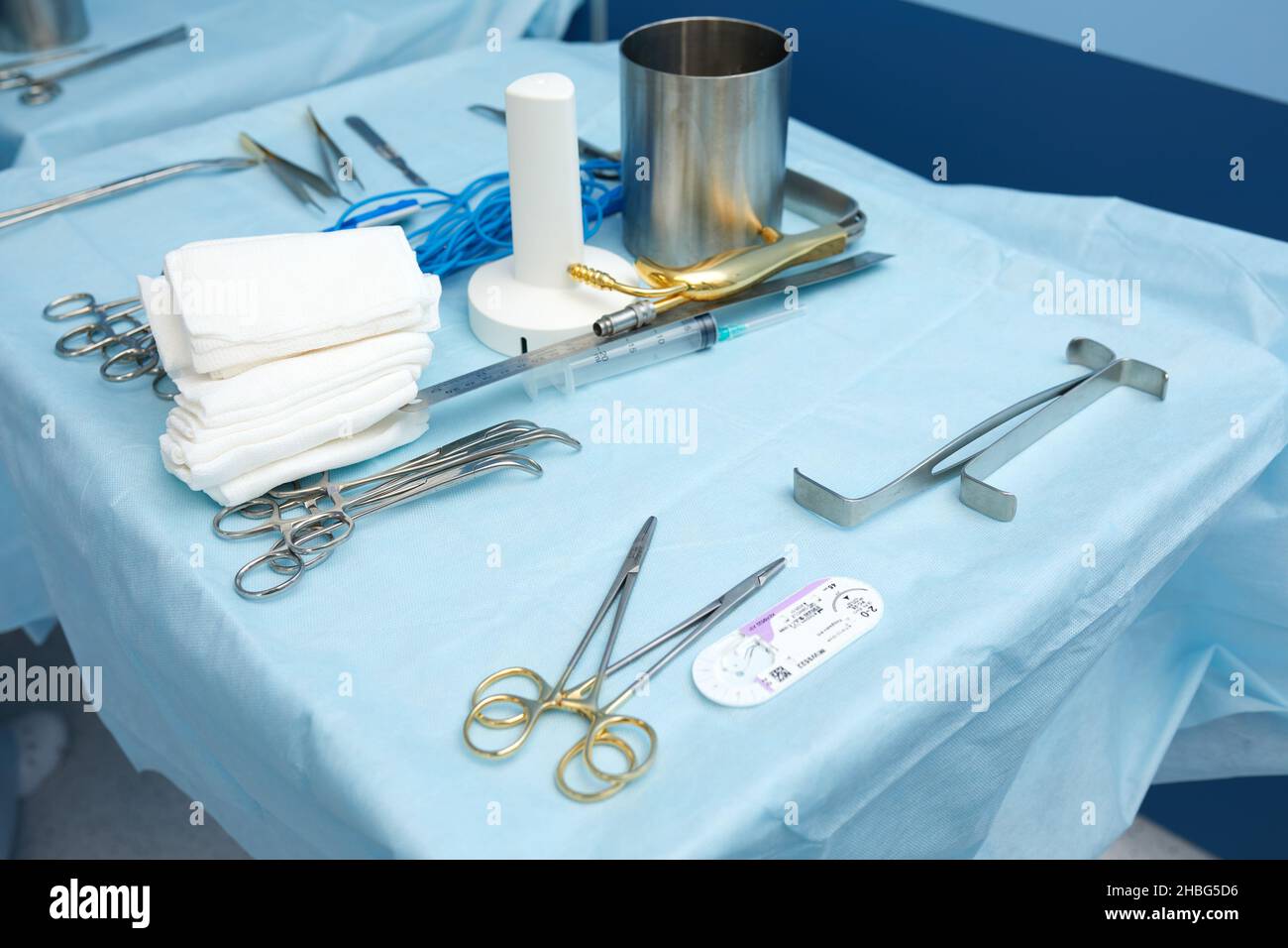 Surgical instruments in operating room on table Stock Photo - Alamy