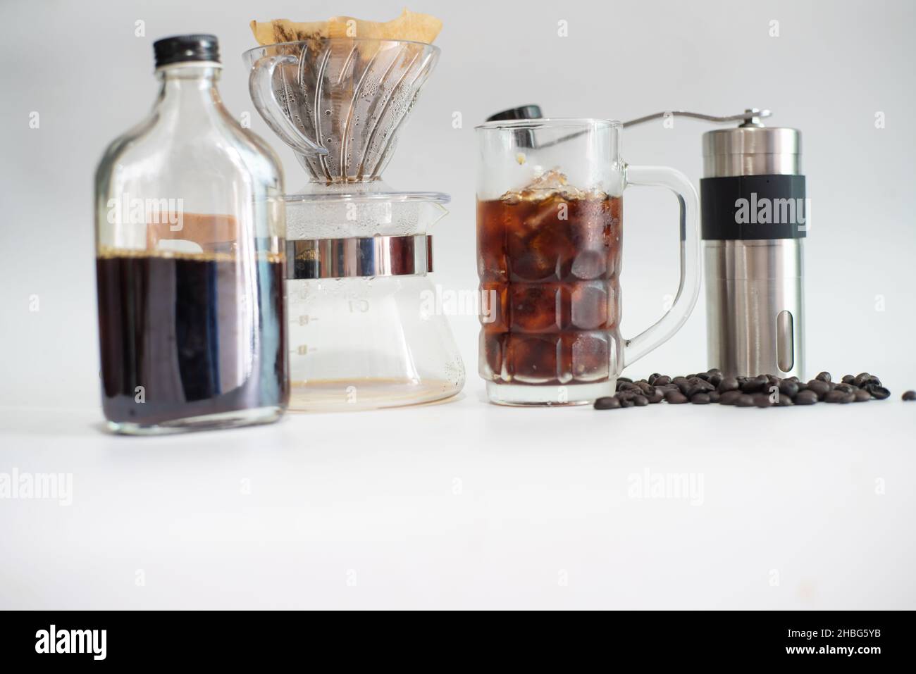 Coffee drip cold brew with coffee equipment home made on white ...