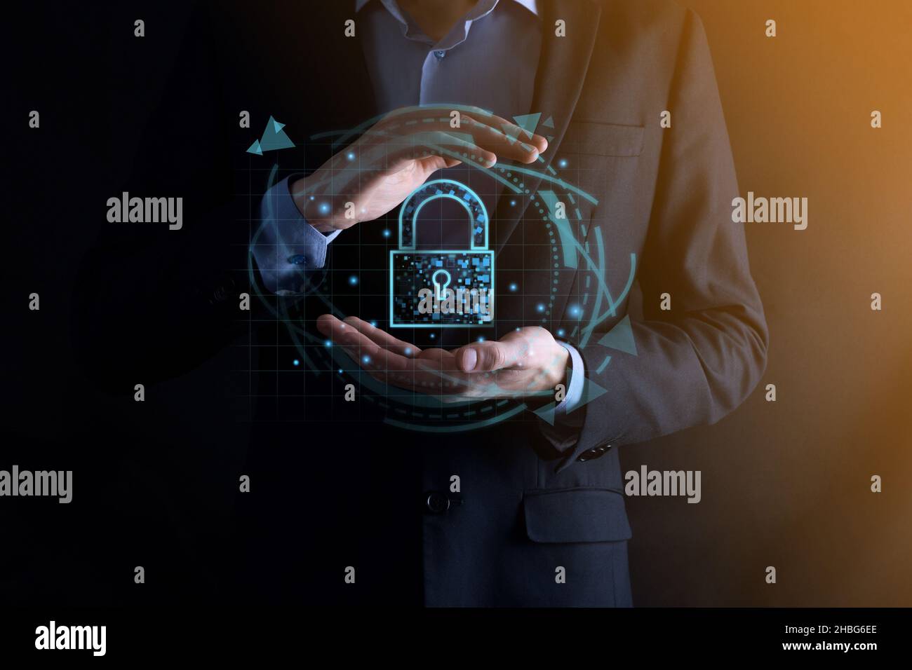Cyber security network. Padlock icon and internet technology networking ...